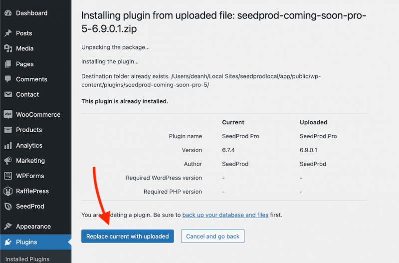 Cómo actualizar manualmente el plugin - SeedProd