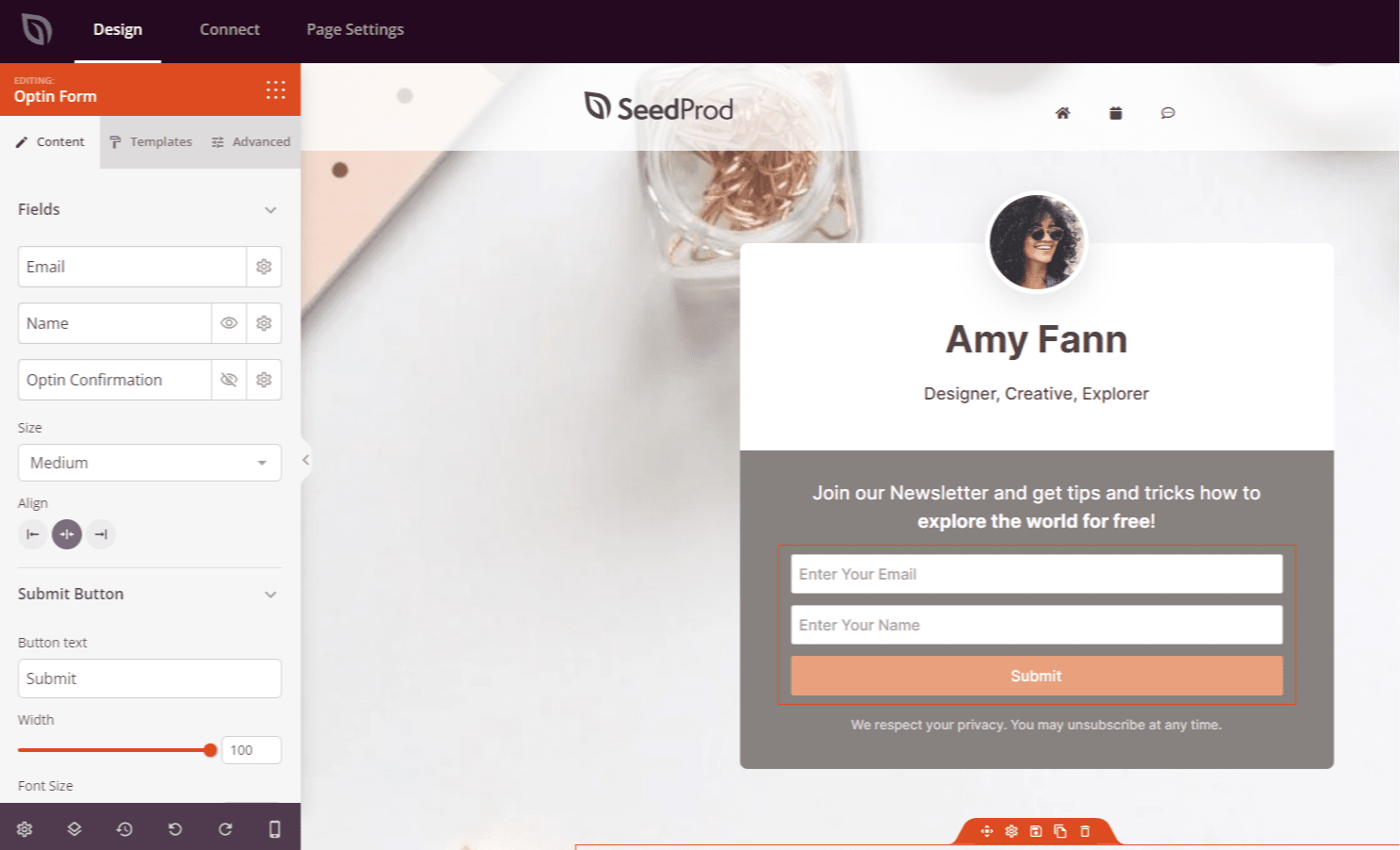 Optin Form Block - SeedProd